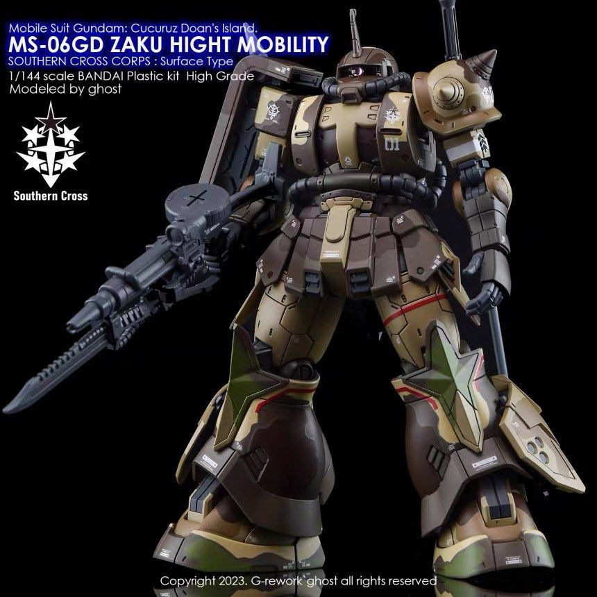 [Yan] HG Zaku High Mobility Surface Type (EGBA) Gundam (G Rework Ver.) Ghost Custom Fluorescent ...