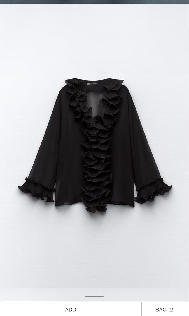 Zara Ruffle Blouse, Women's Fashion, Tops, Blouses on Carousell