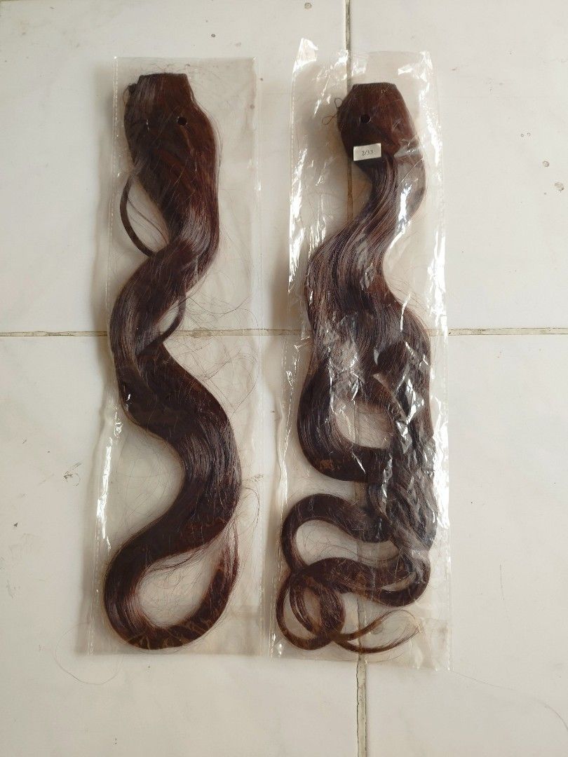 2 Hair extention clip panjang coklat, Kesehatan & Kecantikan, Perawatan ...