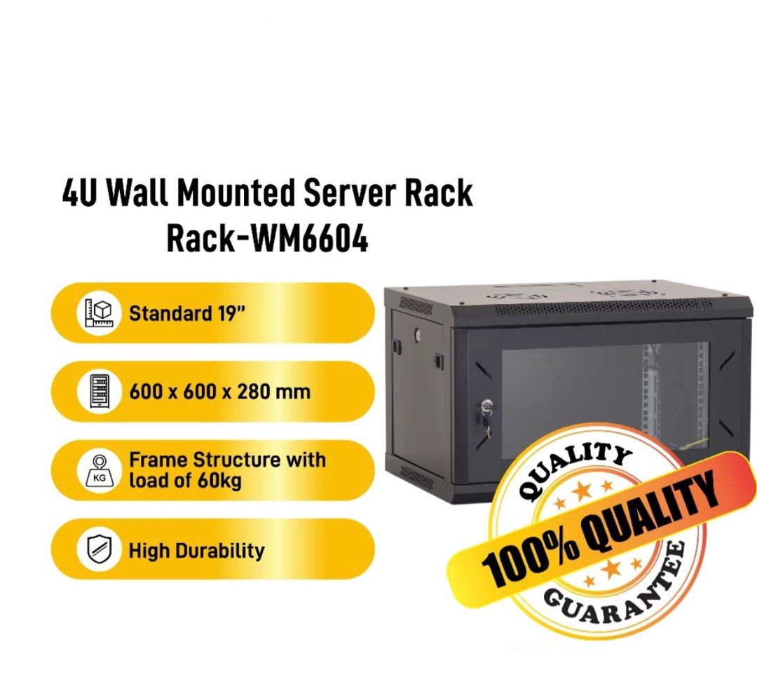 4U Wall Mount Server Rack Network Cabinet, Computers & Tech, Parts ...