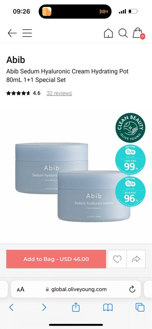 Abib Sedum Hyaluronic Cream Hydrating Pot 80mL 1+1 Special Set, Beauty ...