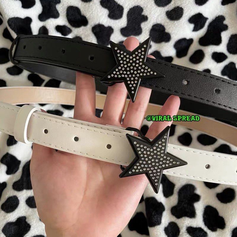 acubi y2k ulzzang vintage white star belt, Women's Fashion, Watches ...