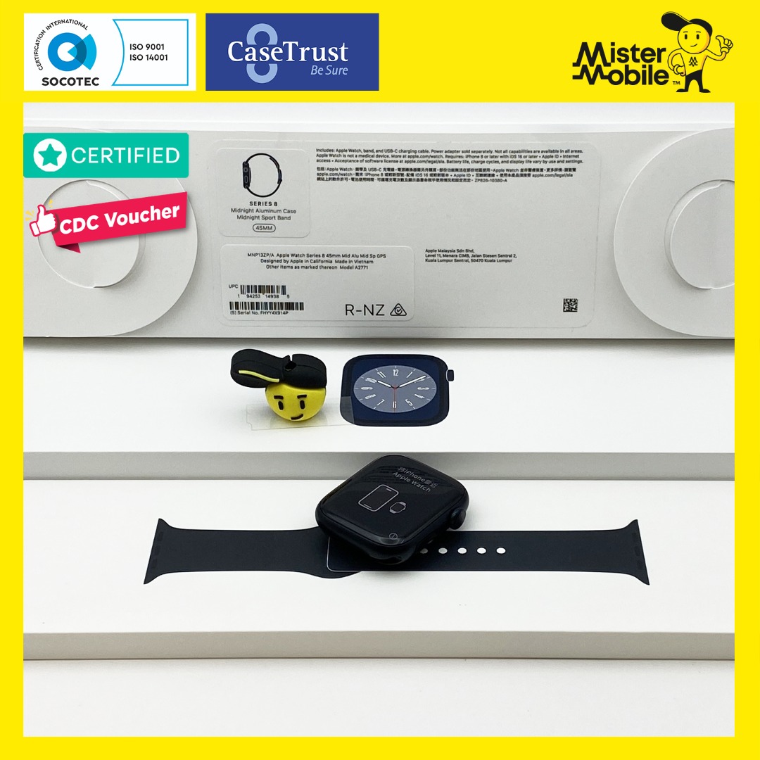 Apple Watch Series 8 45 45MM GPS only Midnight Aluminum Case With ...