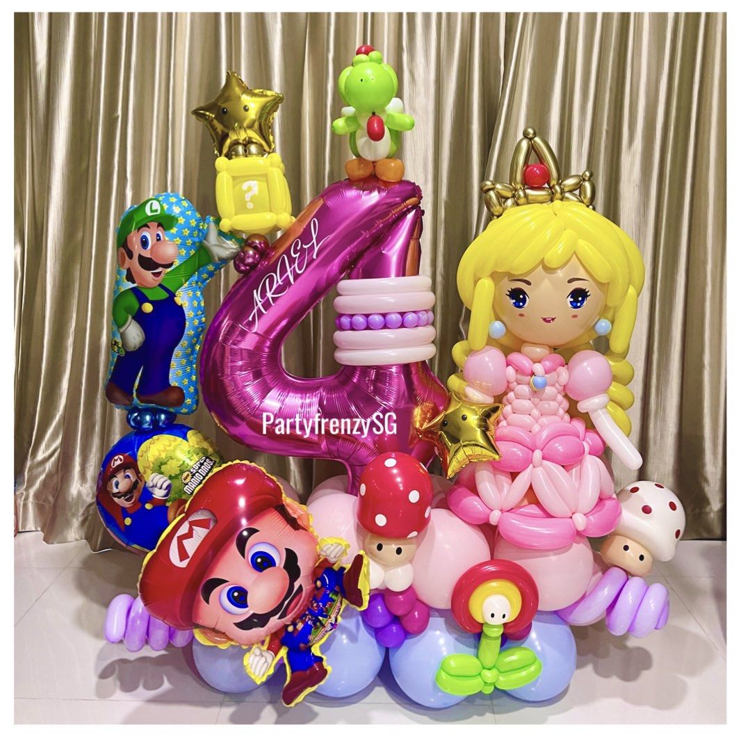 Balloon Mario Decoration Centerpiece | Balloon Mario | Balloon Princess ...