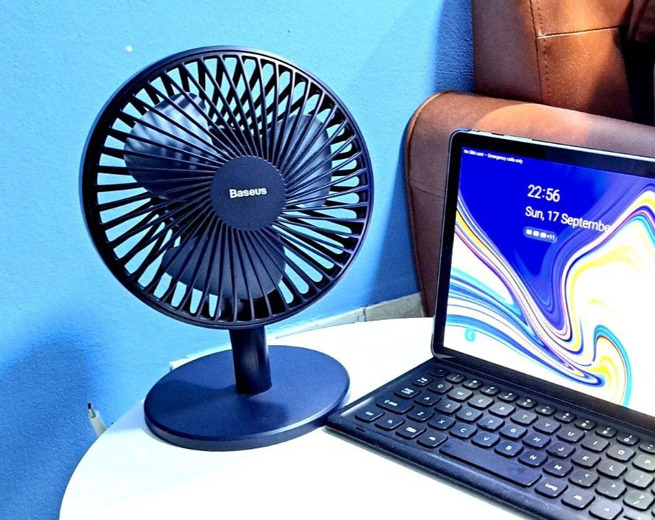 Baseus Ocean Fan table fan 55°adjustable angle, Furniture & Home Living ...