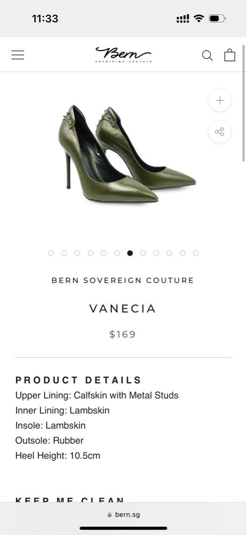 Vanecia Studded Leather Heels in Rare Olive Green, Women's Fashion ...