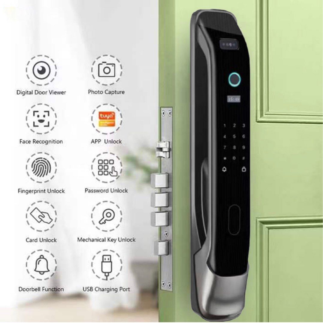 [Wooden Door] Biometric Fingerprint Digital Smart Lock, Furniture ...