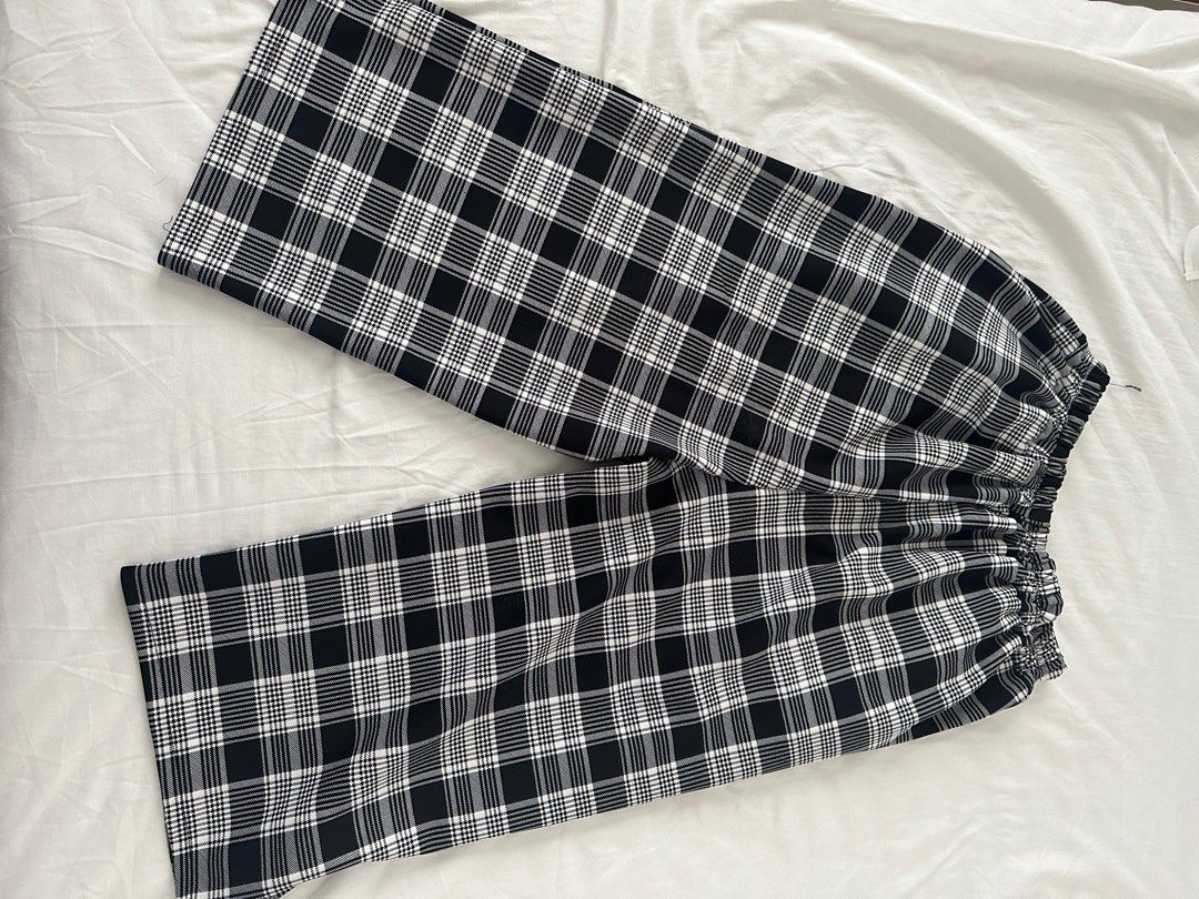 Black and White Checkered Trousers, Women's Fashion, Bottoms, Other ...