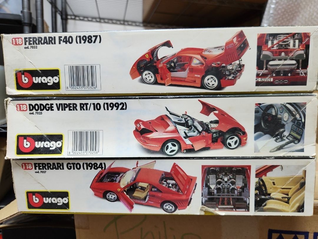 一套3架 Burago 1/18 1:18 metal kit Ferrari GTO F40 Dorge Viper RT, 興趣及遊戲 ...