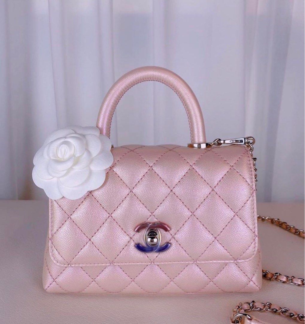Chanel Coco Handle Mini in 21K Iridescent Pink Caviar, Luxury, Bags ...