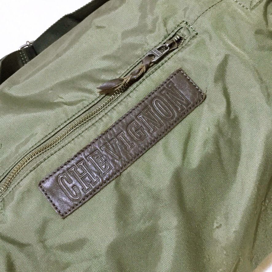 CHEVIGNON – Army Green Nylon Travel Duffel Bag with Leather Accent, Men ...