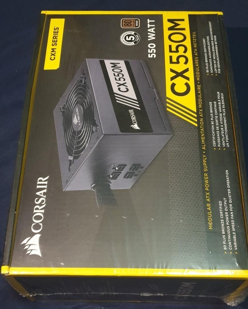 Corsair CS-CP-9020102-UK CX550M ATX 80 Plus Bronze Certified Semi Modular Power Supply Unit, 550 ...