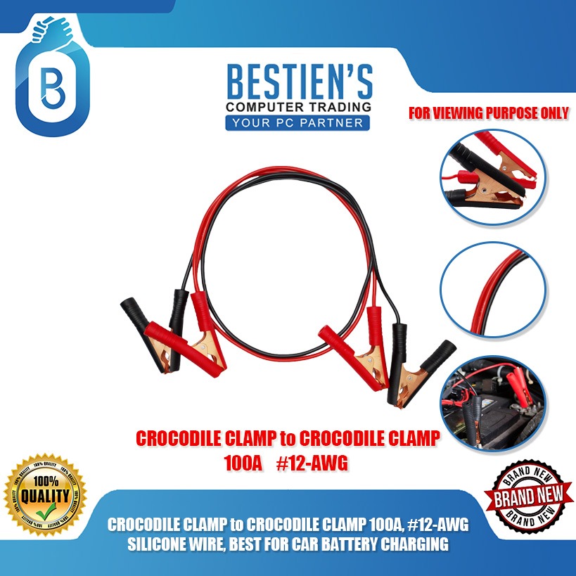 CROCODILE CLAMP to CROCODILE CLAMP 100A, #12-AWG SILICONE WIRE, BEST ...