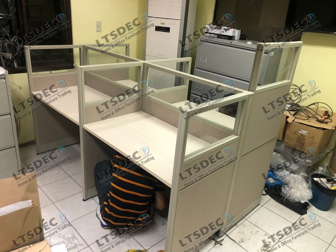 CUBICLE WORKSTATION FABRIC WITH GLASS OFFICE PARTITIONS, Furniture ...