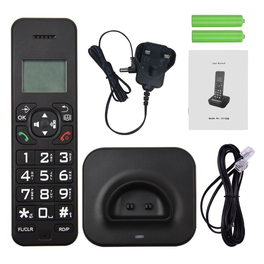 D1102B Cordless Phone with Answering Machine Caller ID Call Waiting 1.6 ...