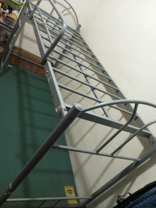 double deck bed (single size); all metal frame, Furniture & Home Living ...