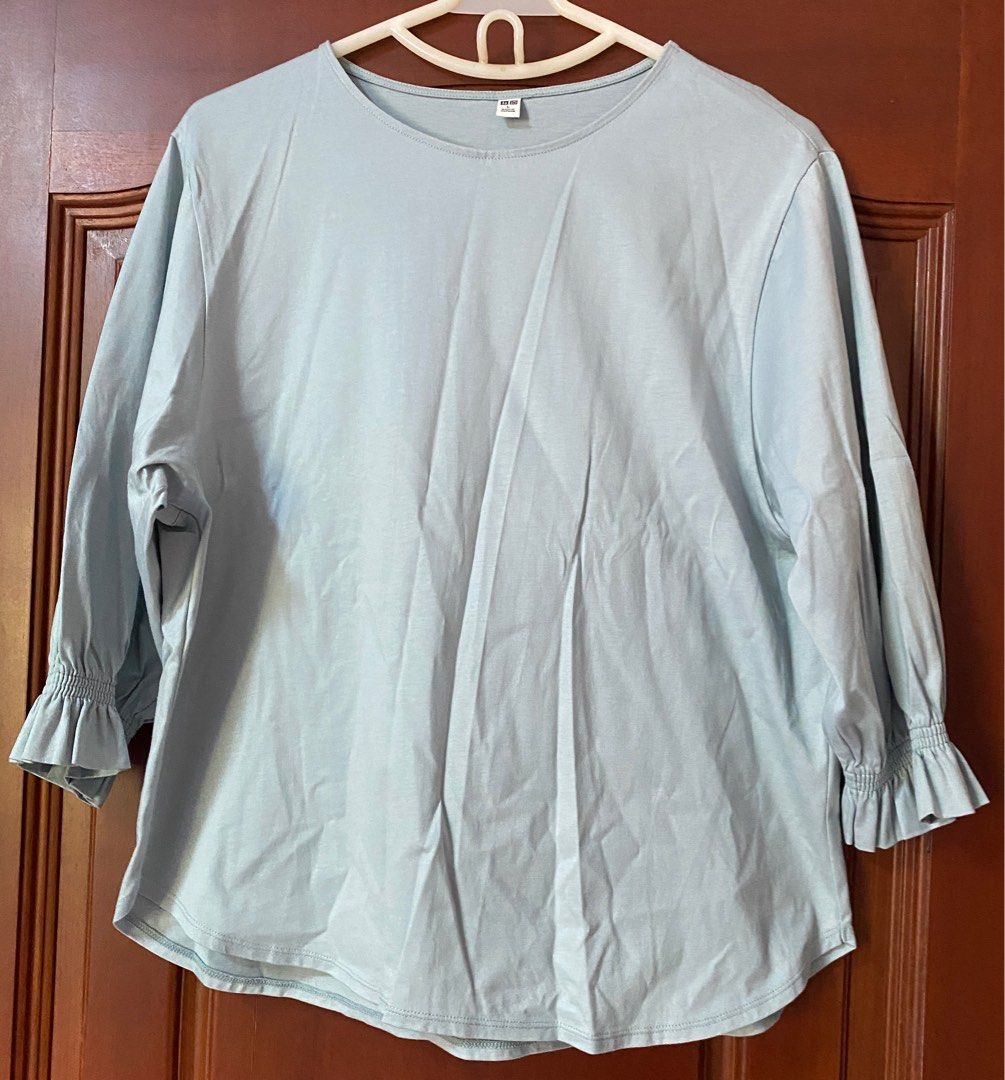 Dusty Blue Blouse, Women's Fashion, Tops, Blouses on Carousell