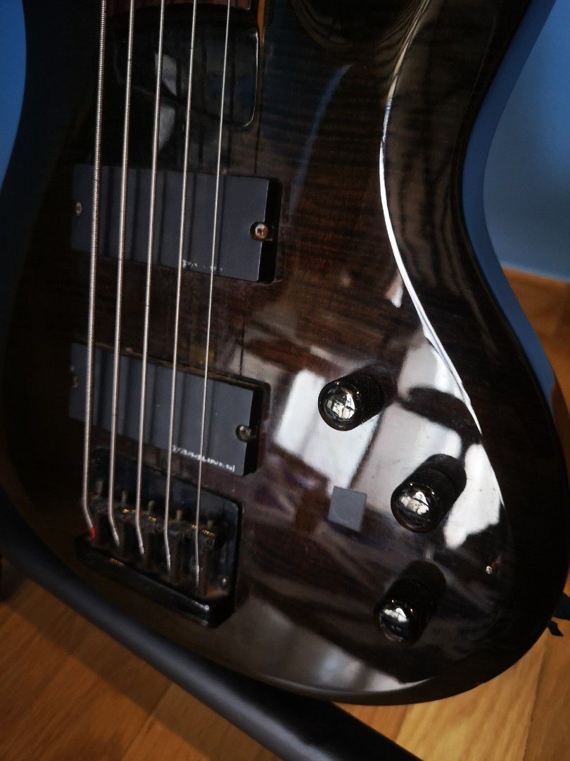 ESP LTD B-155 5-string Bass guitar see-through black plus spare pick ...