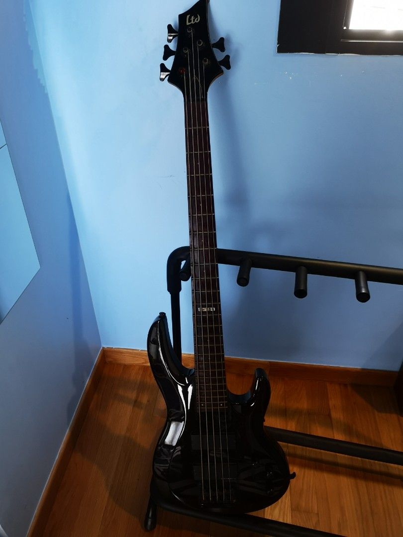 ESP LTD B-155 5-string Bass guitar see-through black plus spare pick ...