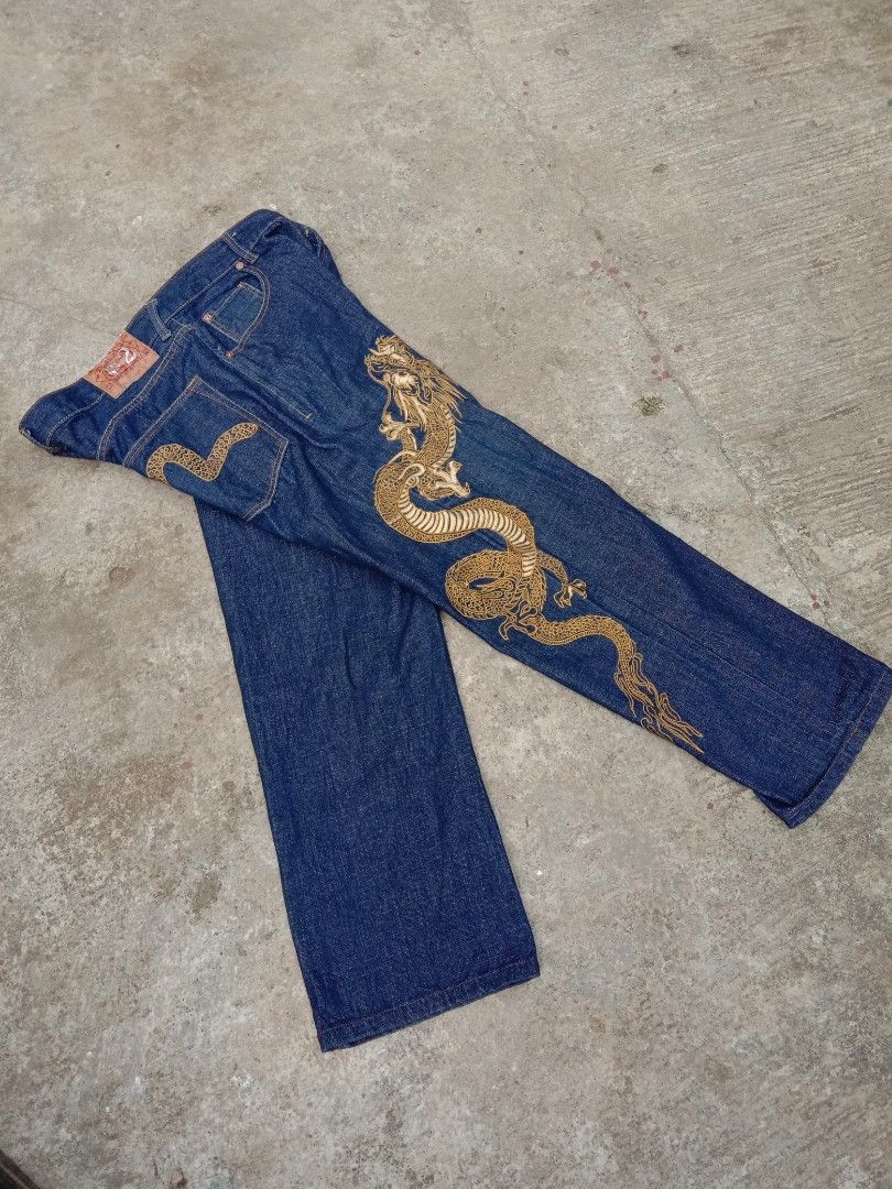 EVISU DRAGON EMBROIED, Men's Fashion, Bottoms, Jeans on Carousell