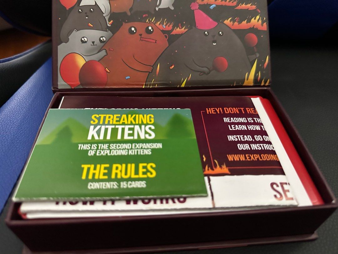Exploding Kittens (Party Pack) + Streaking Kittens Expansion, Hobbies ...