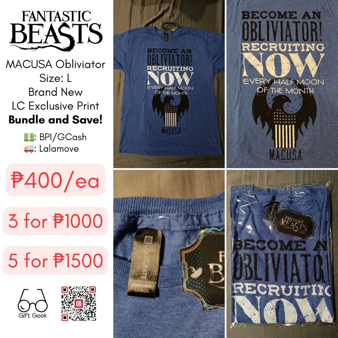 Fantastic Beasts MACUSA Obliviator Exclusive Shirt, Men's Fashion, Tops & Sets, Tshirts & Polo ...