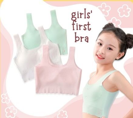 Girls Bra Underwear Wireless Seamless Hookless Teenager Primary School ...