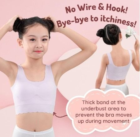 Girls Bra Underwear Wireless Seamless Hookless Teenager Primary School ...