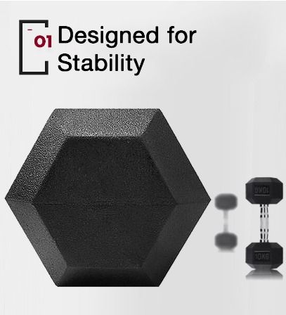 Hexagon Dumbbell / Hex Rubber Dumbbell with Steel Handles JL2790 ...