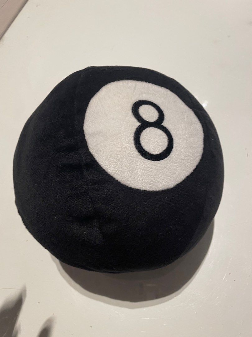 IKEA BOLLSINNE BLACK WHITE EIGHT BALL 8 PLUSH STUFFED TOY BILLIARD POOL ...