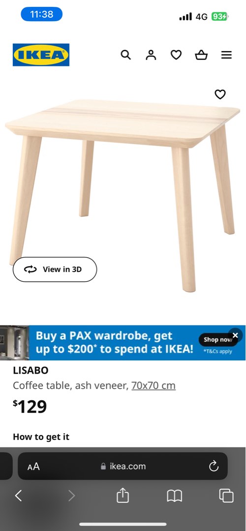 IKEA LISABO TABLE 70x70, Furniture & Home Living, Furniture, Tables ...