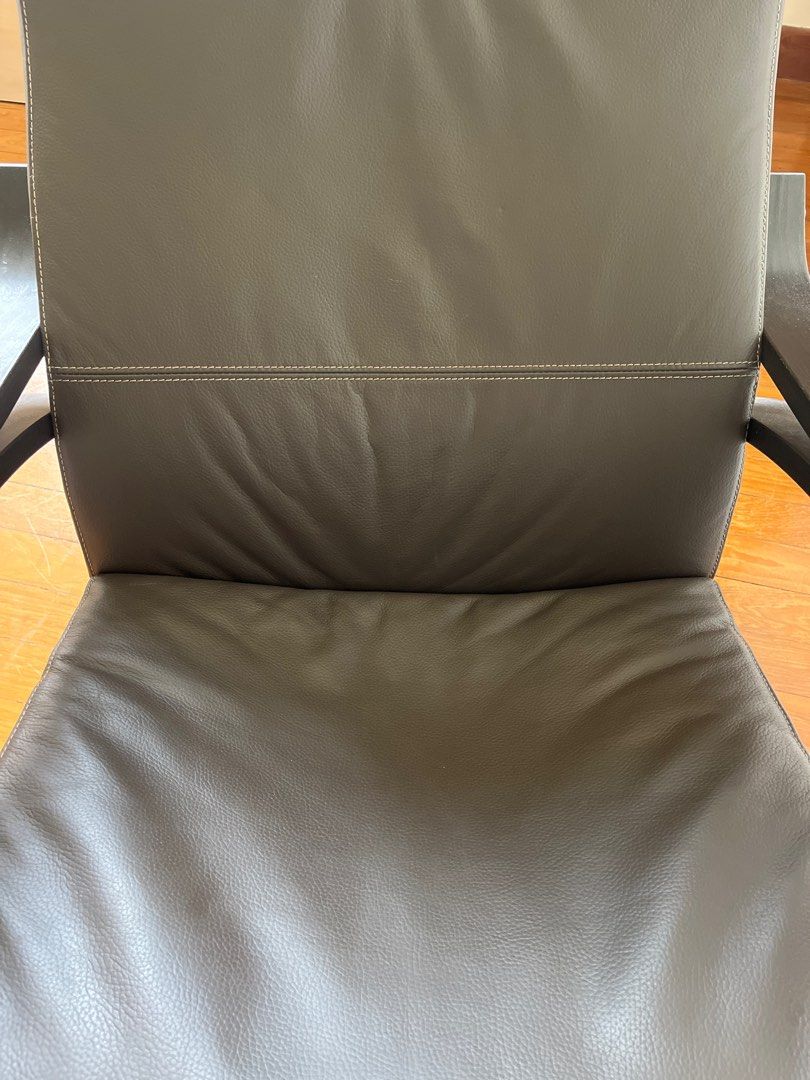 Ikea Poang Leather rocker chair, Furniture & Home Living, Furniture ...