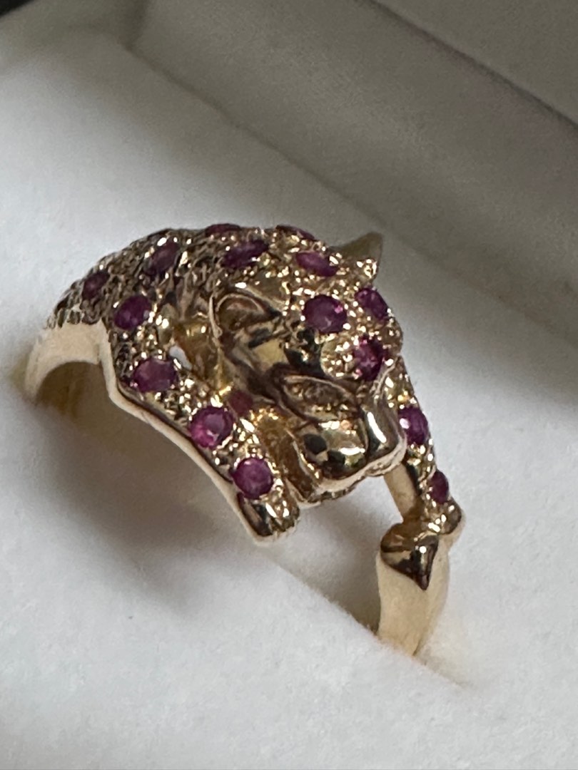 Japan panther Ring 18K yellow gold with natural Rubi, Women's Fashion ...