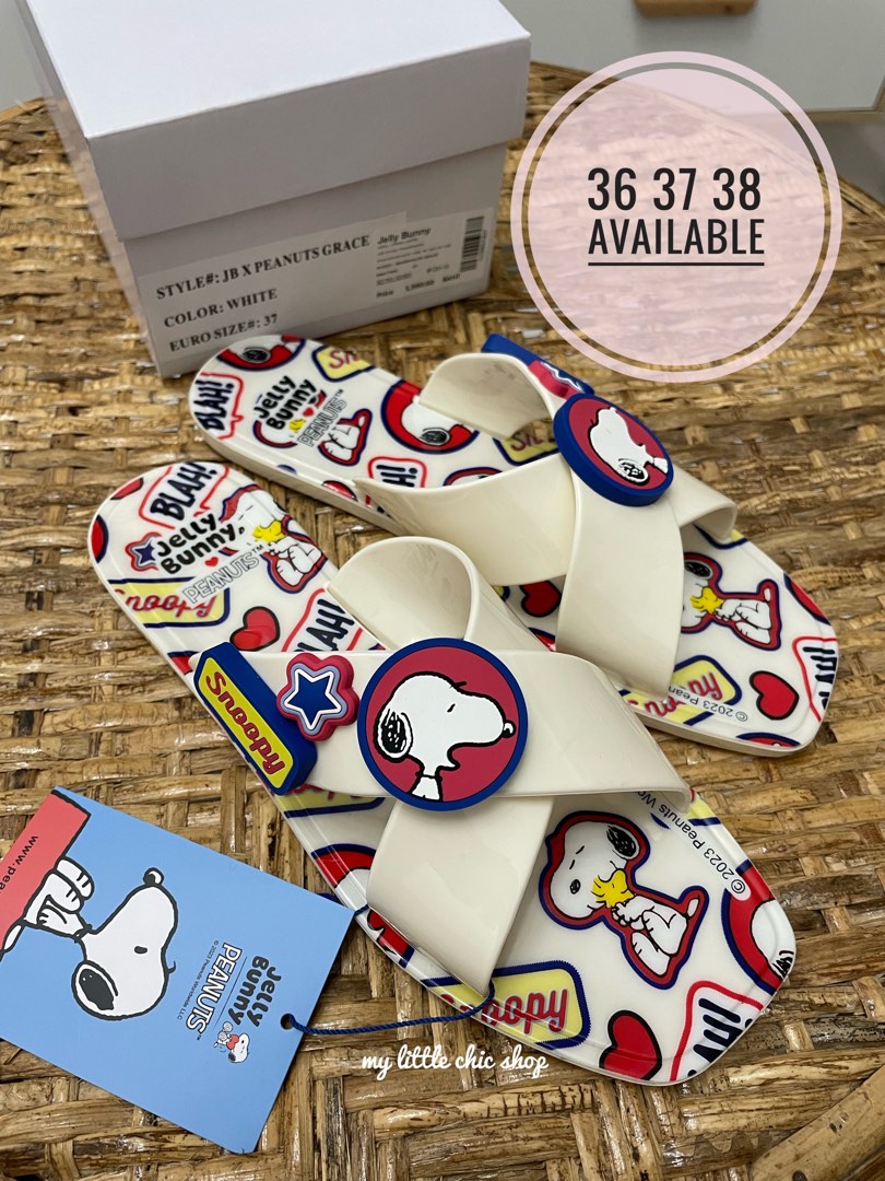 jelly bunny x peanuts grace flats sandals, Women's Fashion, Footwear ...