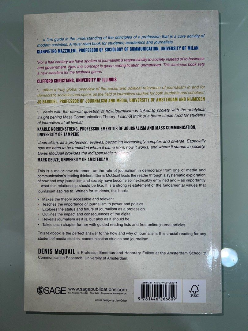 Journalism and Society by Denis Mcquail, Hobbies & Toys, Books ...