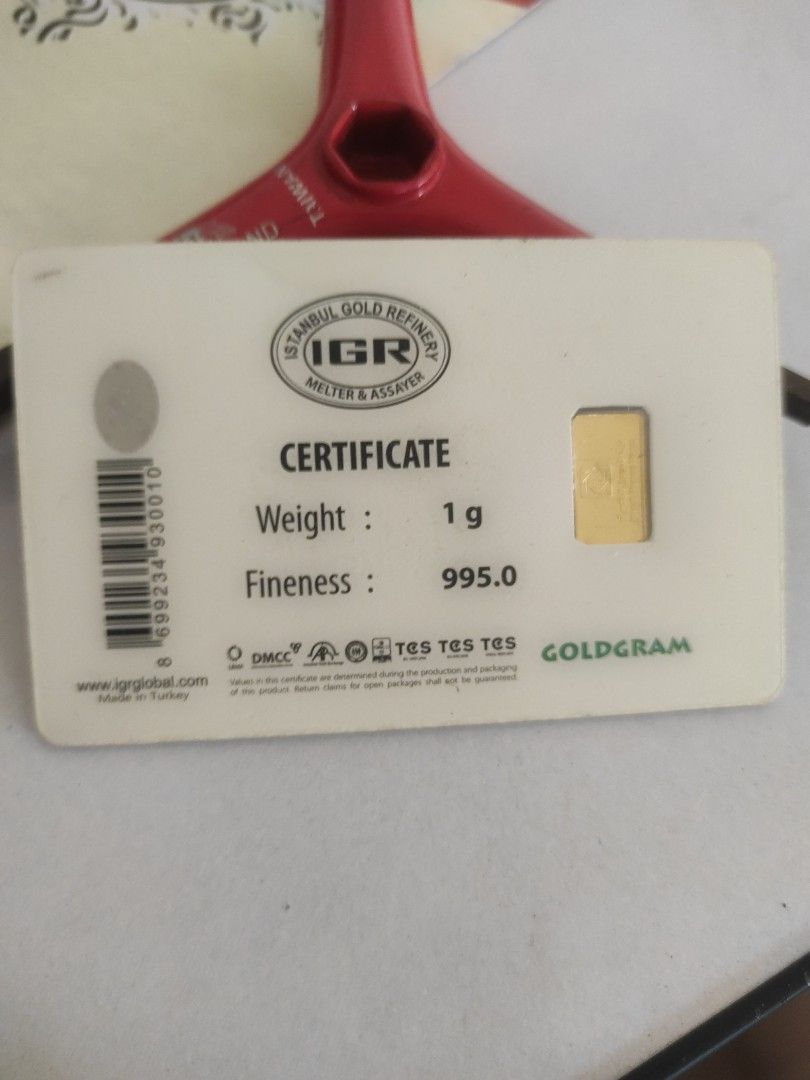 KFH Gold Bar 1g, Women's Fashion, Jewelry & Organisers, Precious Stones ...