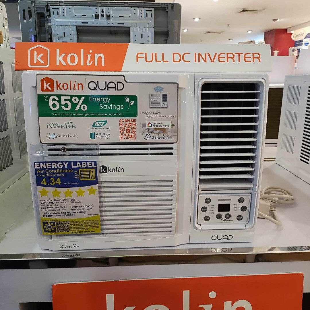 KOLIN WINDOW TYPE AIRCON FULL DC INVERTER UP TO 65% ENERGY SAVING & NON ...