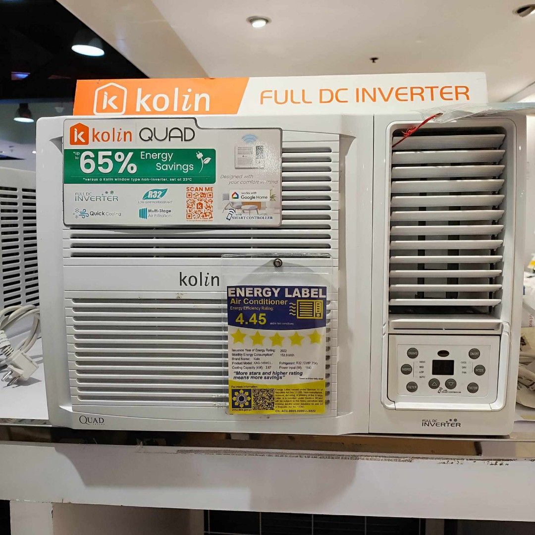 KOLIN WINDOW TYPE AIRCON FULL DC INVERTER UP TO 65% ENERGY SAVING & NON ...