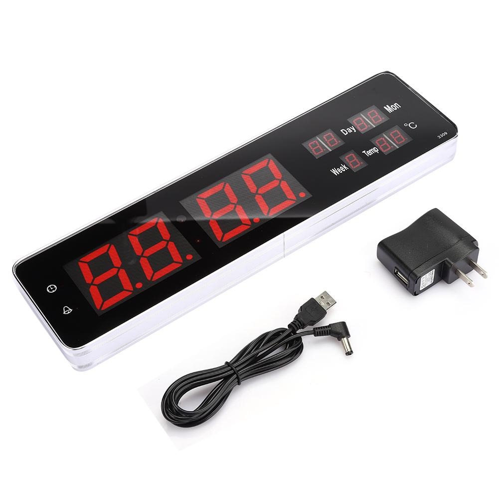 LED 16" Display Digital Wall Clock/Desk Clock with Temperature and Date ...