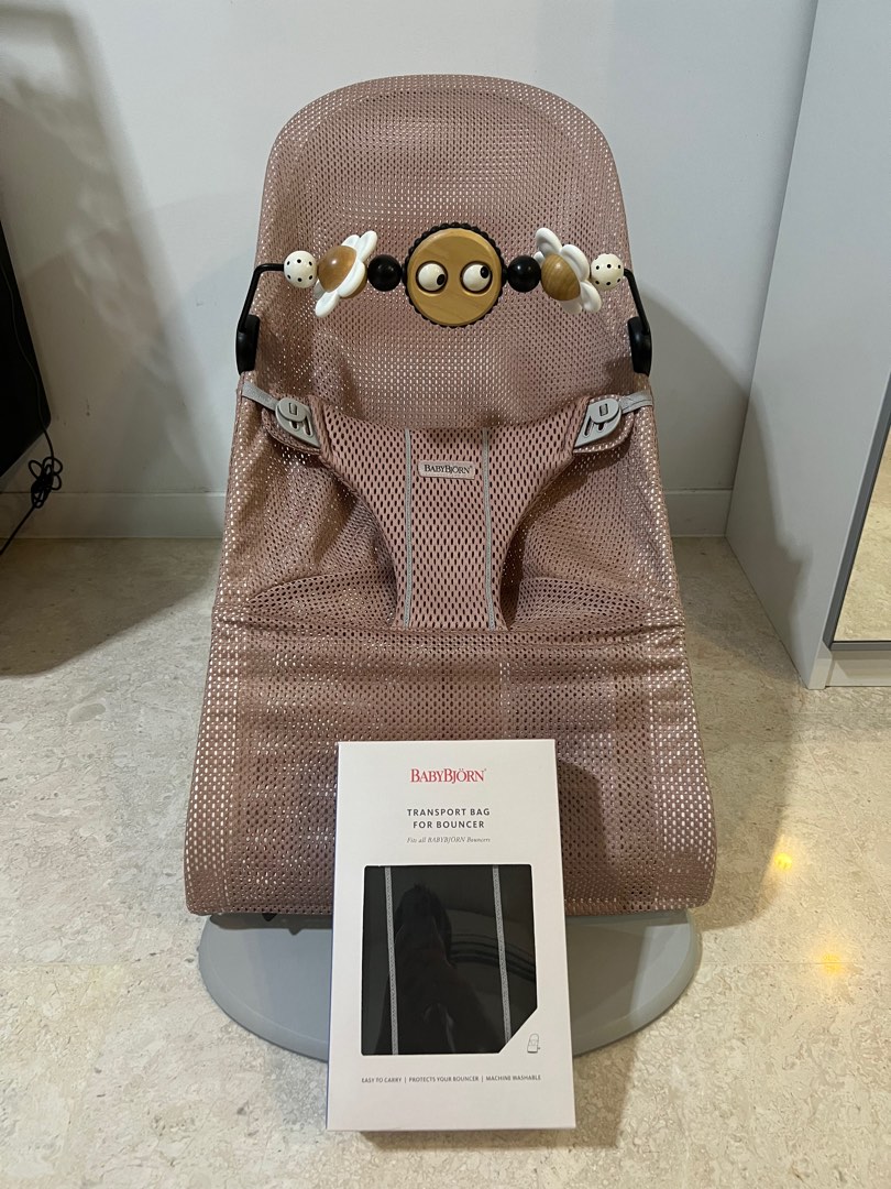 Like new Babybjorn bliss bouncer with toy add on and carry on bag ...