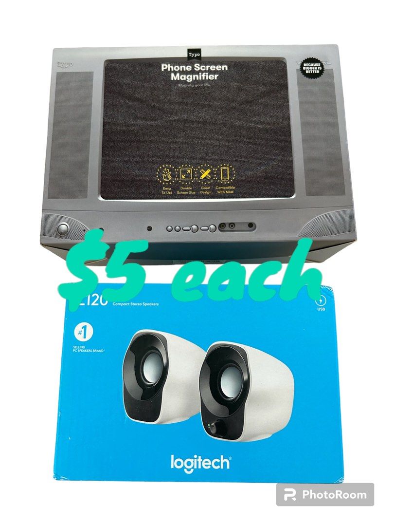 Logitech speaker & typo phone screen magnifier, Audio, Soundbars ...