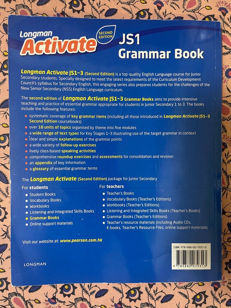 Longman Activate JS1 Grammar Book second edition Pearson, 興趣及遊戲, 書本 ...