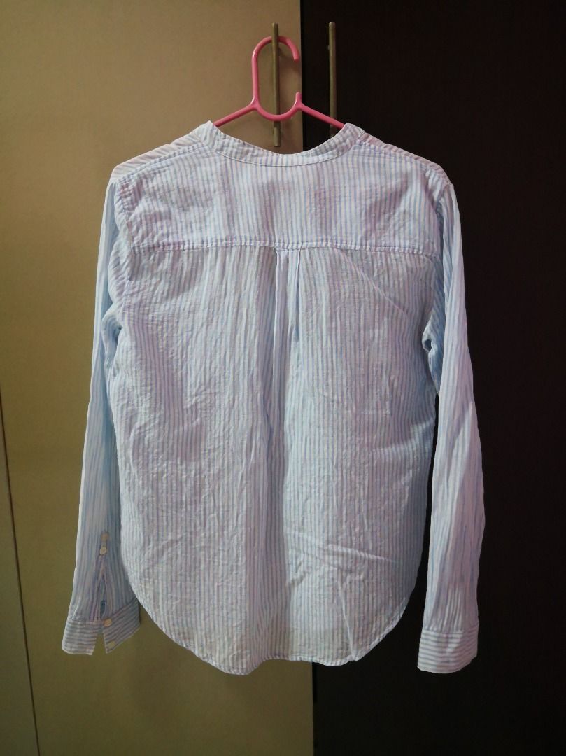 Mango blue line top, Women's Fashion, Tops, Longsleeves on Carousell