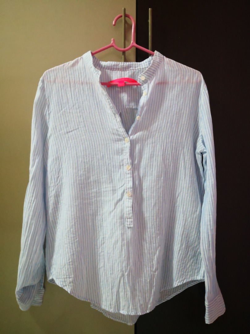 Mango blue line top, Women's Fashion, Tops, Longsleeves on Carousell