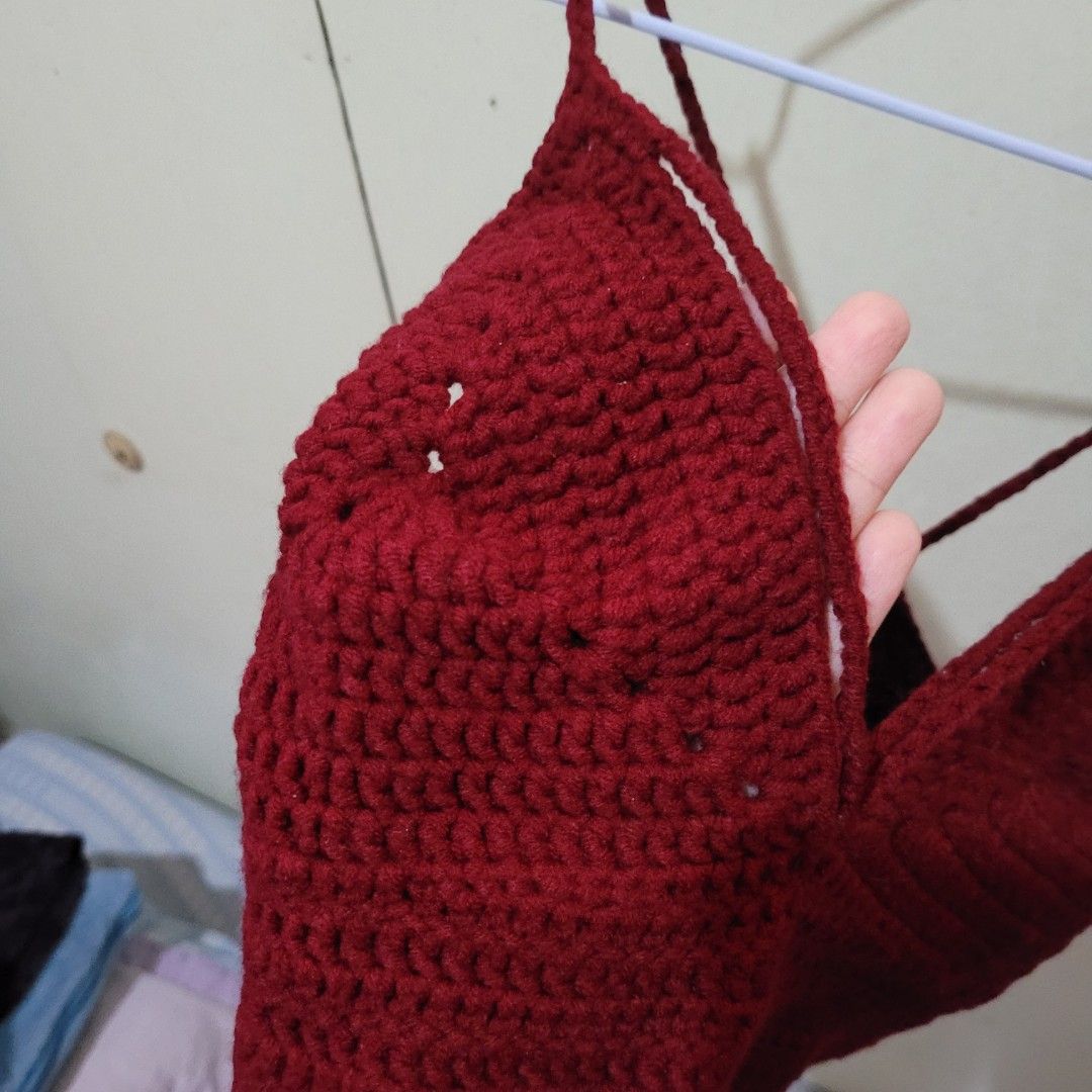 Maroon Red Crochet Top (custom-made), Women's Fashion, Tops, Others ...