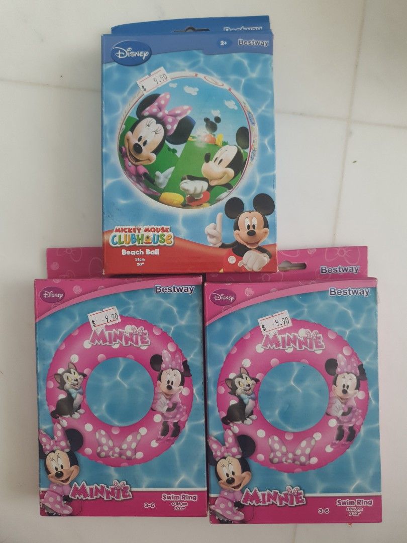 Minnie mouse swim ring and Mickey Mouse Beach ball, Hobbies & Toys ...