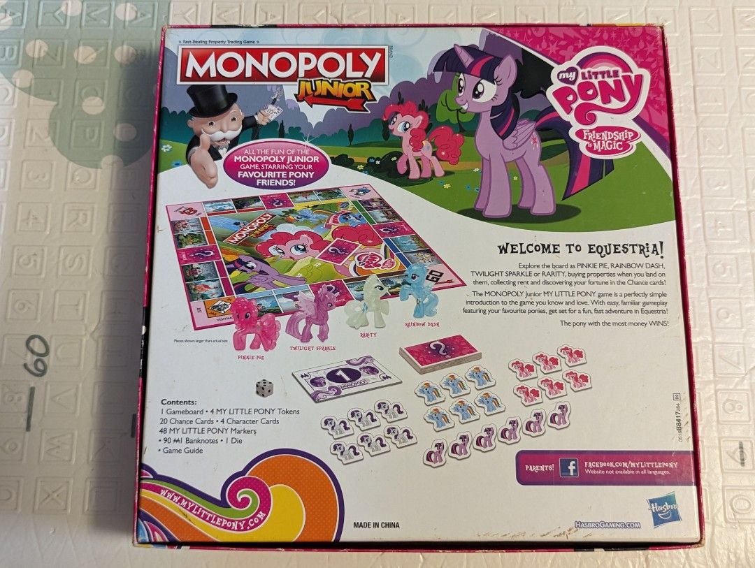 My little pony monopoly play set children girls' toys board games ...