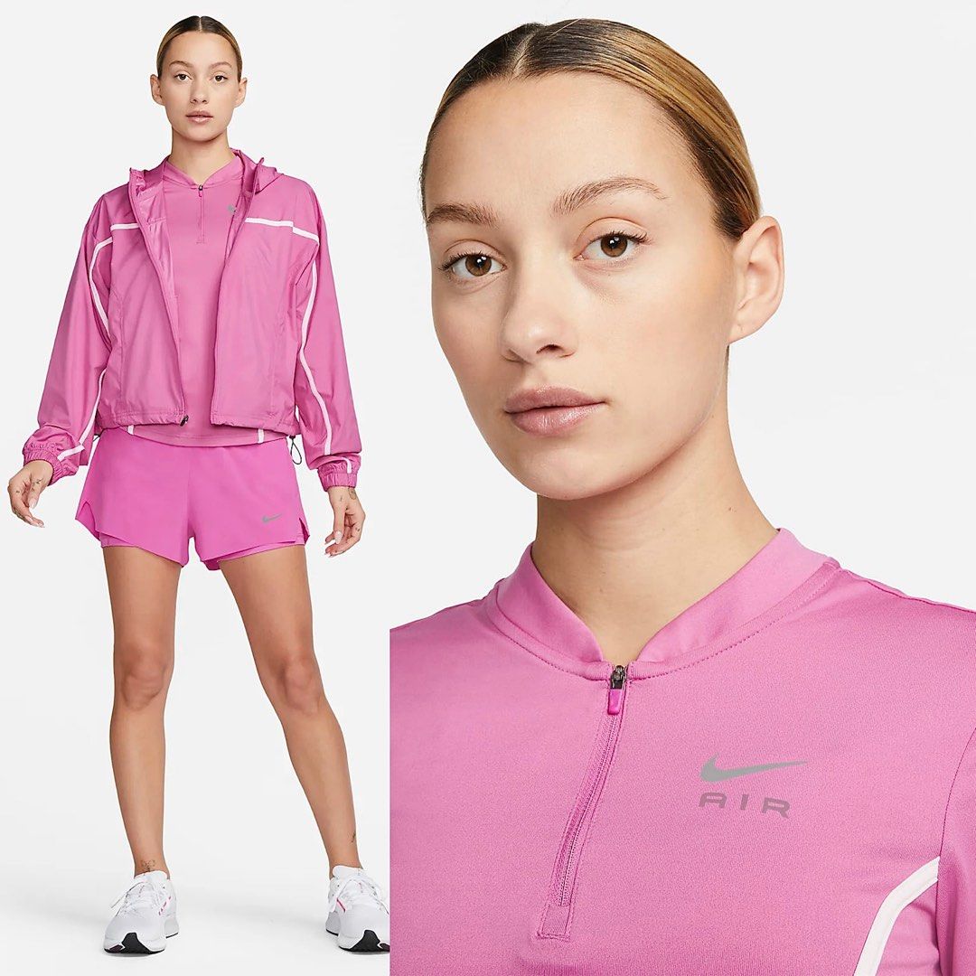 Nike Air Pink Dri-Fit Quarter Zip Running Top, Women's Fashion ...