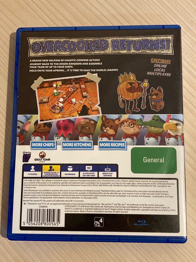 Overcooked 2 PS4 Game Disc, Video Gaming, Video Games, PlayStation on ...