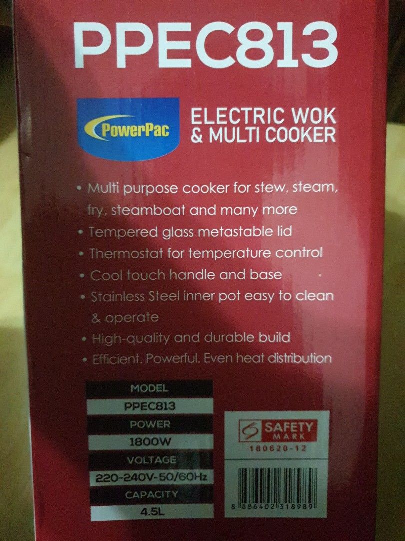 Powerpac Electric Stainless Steel Wok & Multi Cooker 4.5L, TV & Home ...